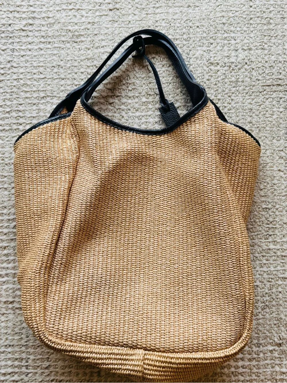 Marco Masi | Bags | New Marco Masi Milan Raffia Straw Leather Trim Tote ...